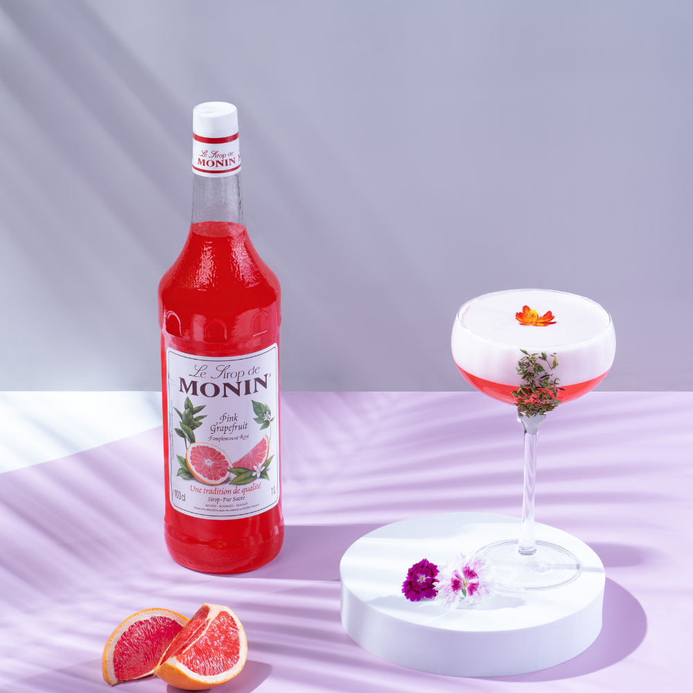 Pink Grapefruit Thyme Sour Cocktail Recipe by Monin India
